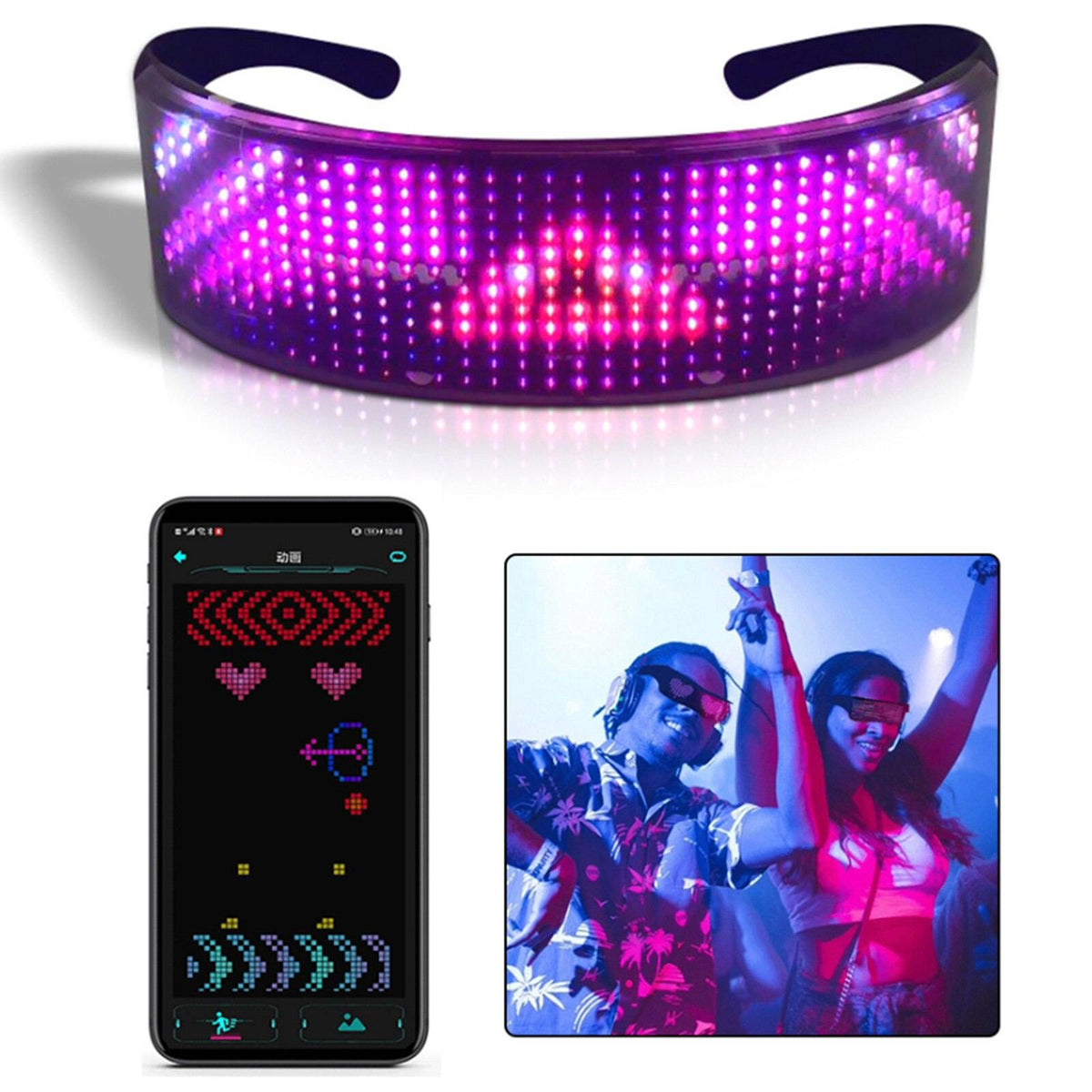 LED Light Party Glasses with Customizable Animations – Coolcat Gadget